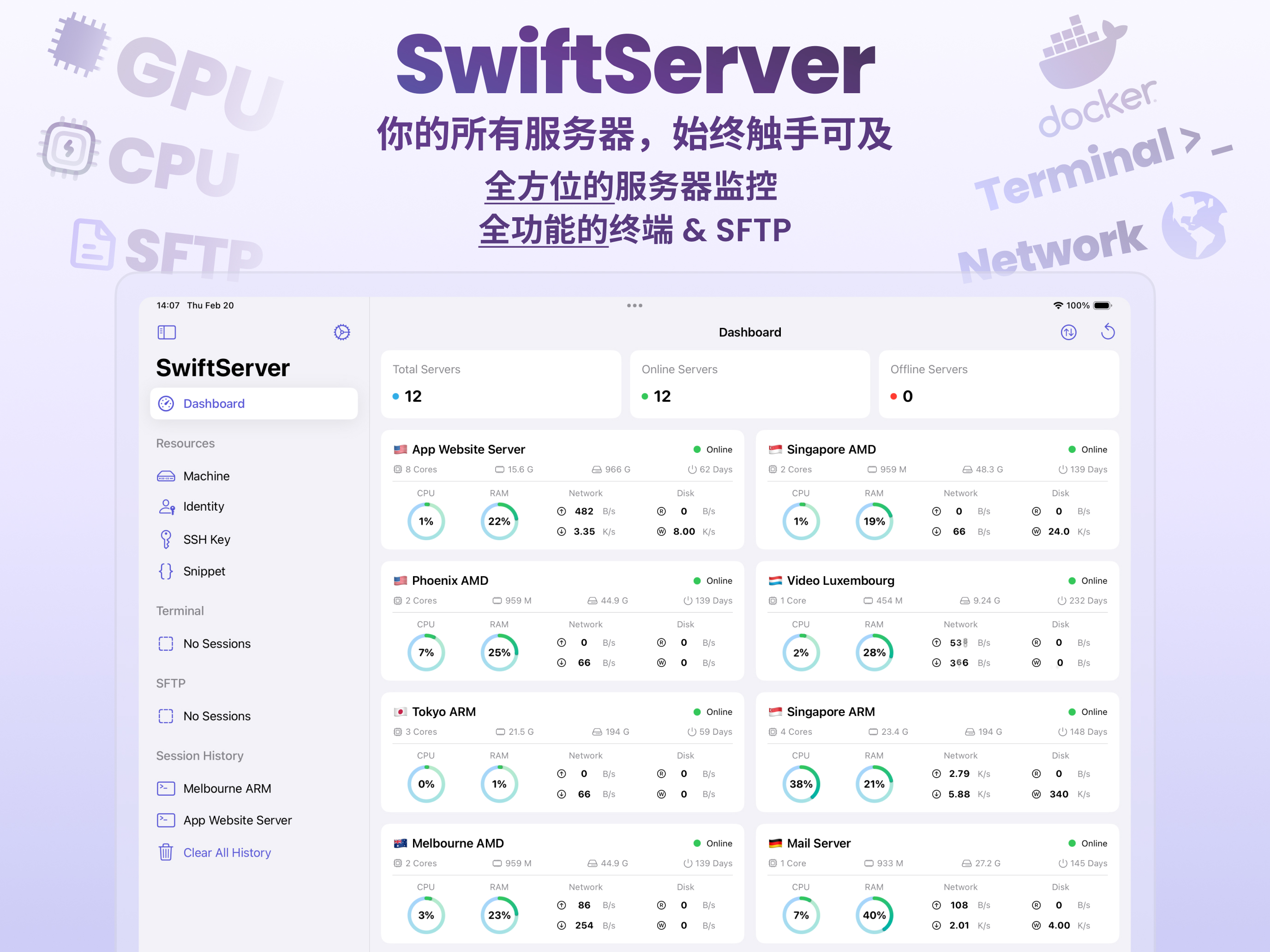 【已开奖】分享一个 iOS & macOS 平台非常好看的 Server 监控软件 & 抽奖年度会员，送一个 Netcup 1o 鸡
